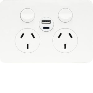 Clipsal Iconic Double GPO (Power Point) With USB A+C charger | 10A ...